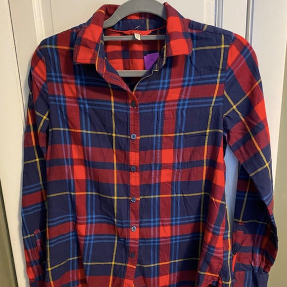 Joules | Tops | Joules Womens Buttonup Shirt Plaid Red Blue Us2uk6 Euc | Poshmark
